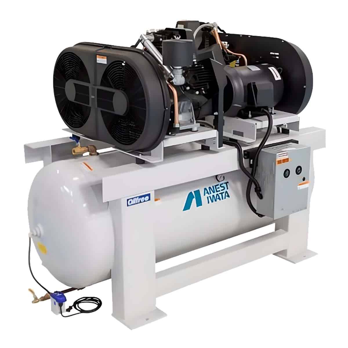 Anest Iwata Duplex OFT-20D Tank Mount Oilless Piston Compressor ...